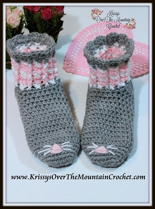 Free Crochet Pattern For Cat Nose Socks - Krissys Over The Mountain Crochet